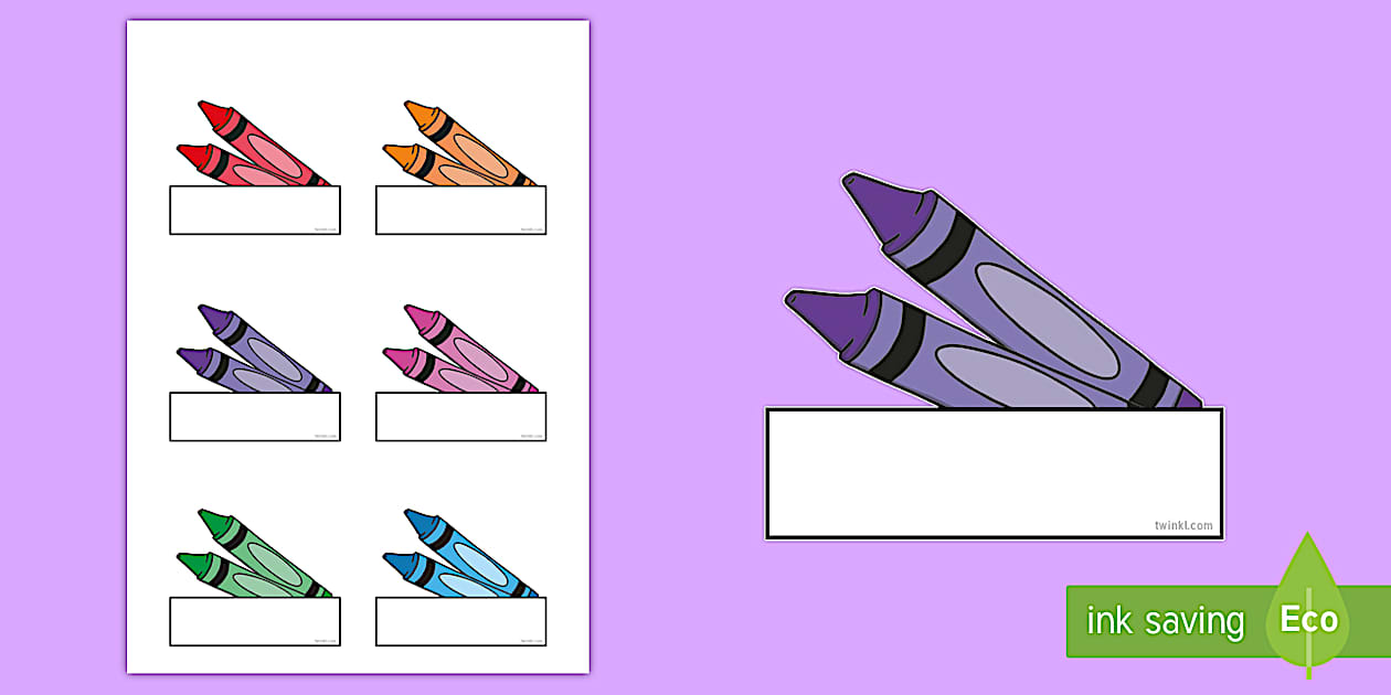 Colorful Crayons Self-Registration Labels - Classroom