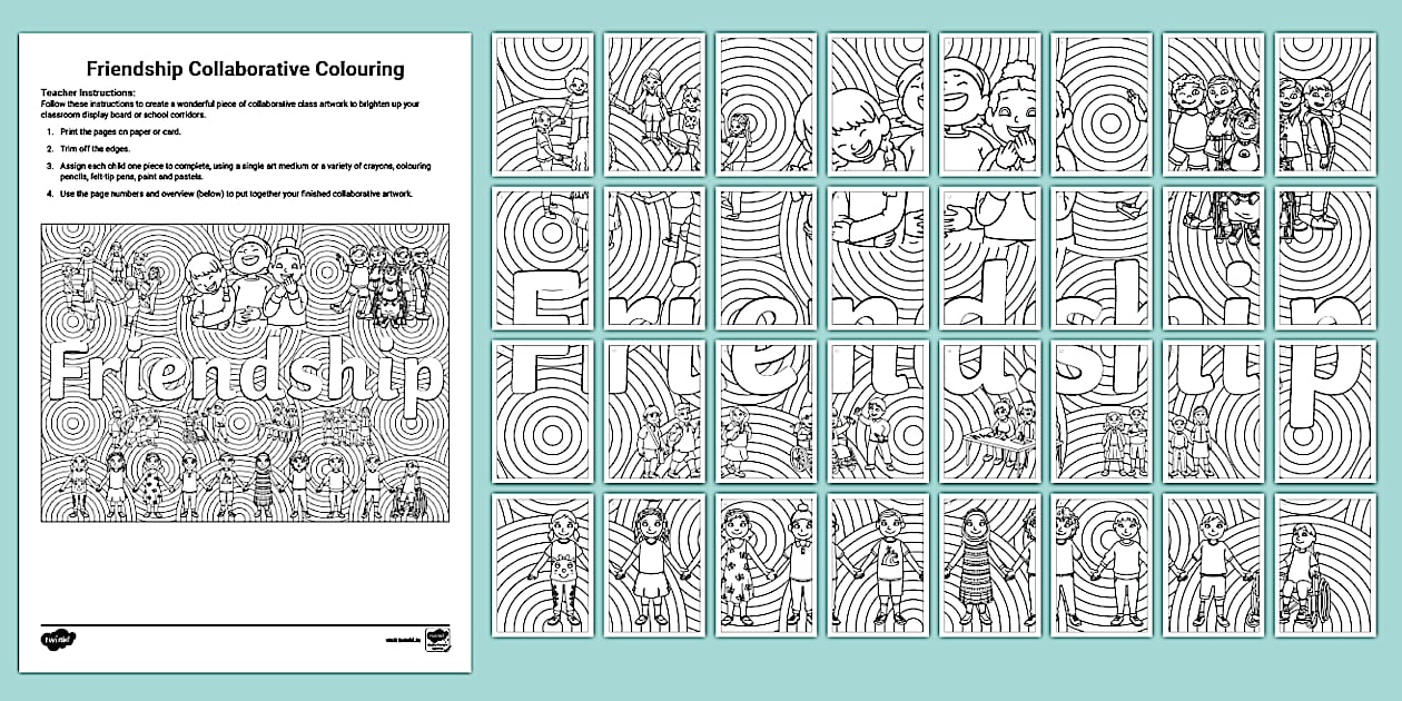 Friendship Collaborative Colouring Activity (teacher made)