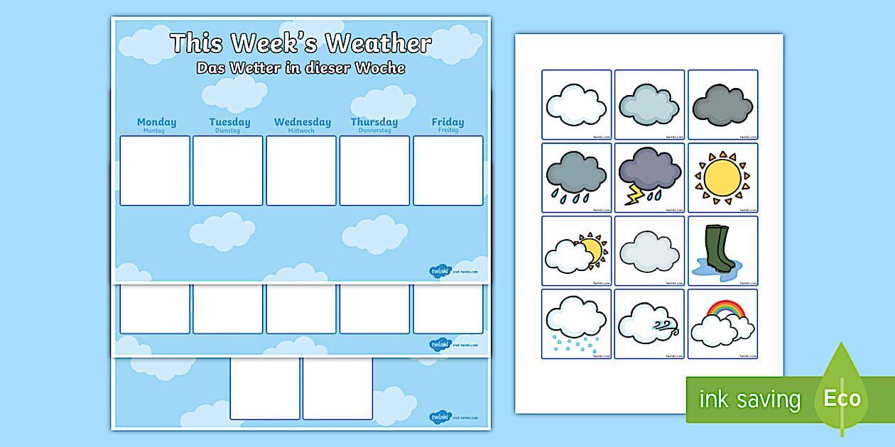 Weekly Weather Recording Chart Activity English/German