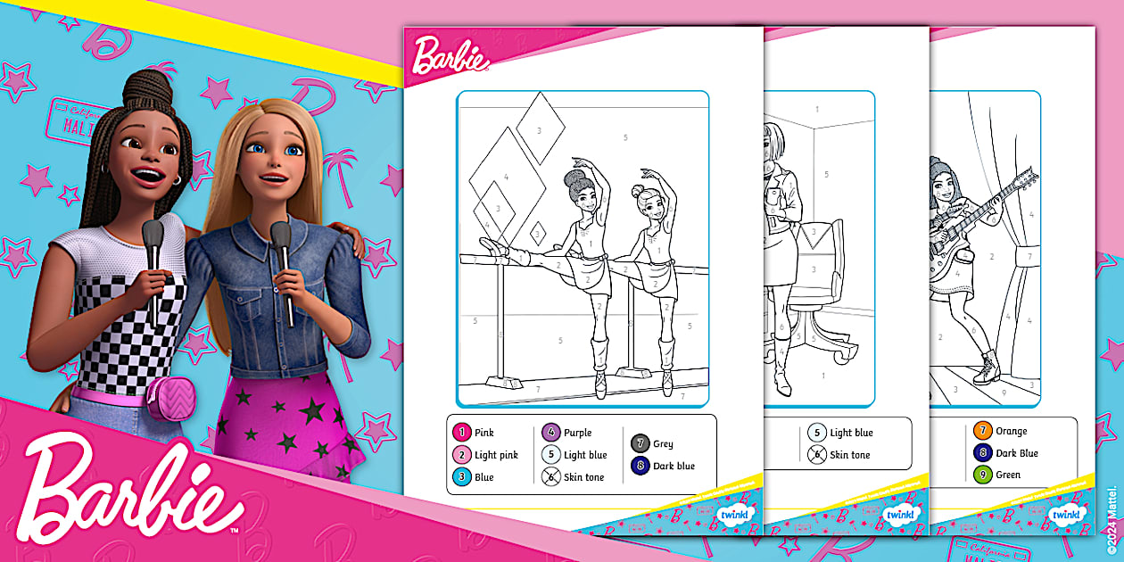 Barbie Colour by Number (teacher made) - Twinkl