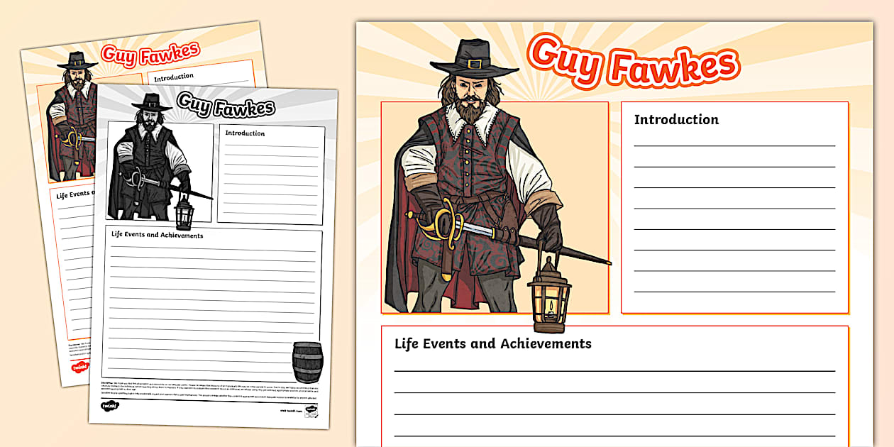 Guy Fawkes Biography Template - Twinkl History - Twinkl