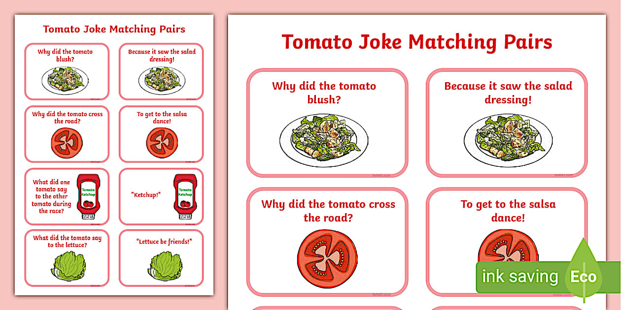 Tomato Joke Matching Pairs (Teacher-Made) - Twinkl