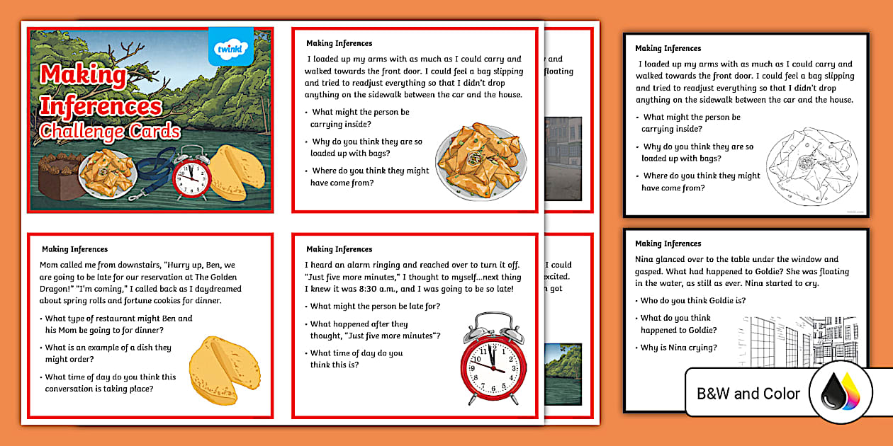 Third Grade Making Inferences Challenge Cards (teacher made)