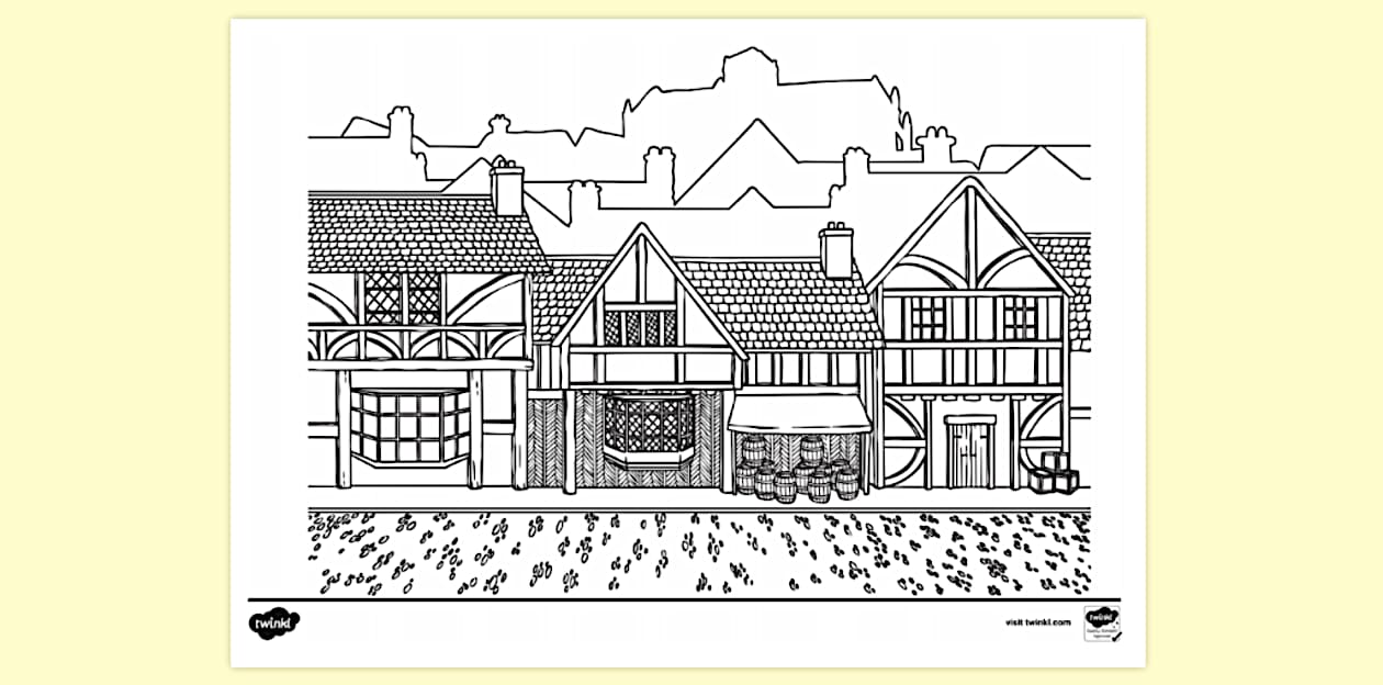 Tudor House Colouring | Colouring Sheets - Twinkl