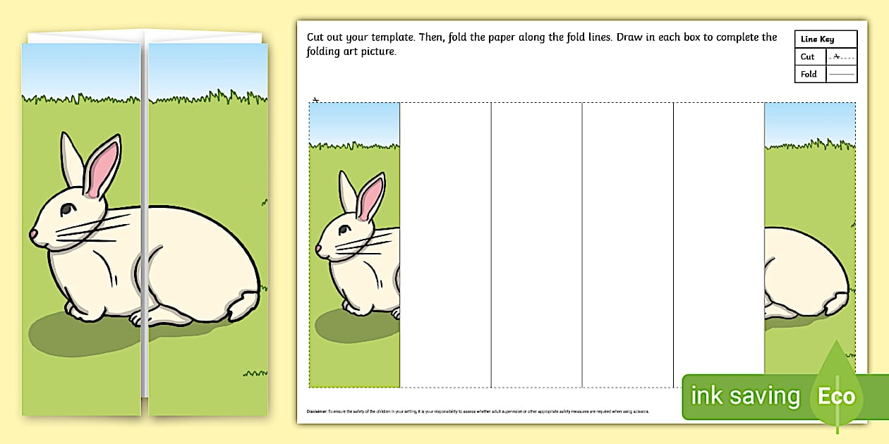 Rabbit Folding Art Template (teacher made) - Twinkl
