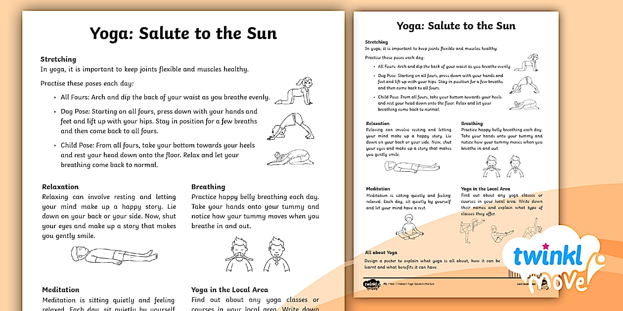 👉 Twinkl Move PE – Year 1 Yoga: Salute to the Sun Home Learning Tasks