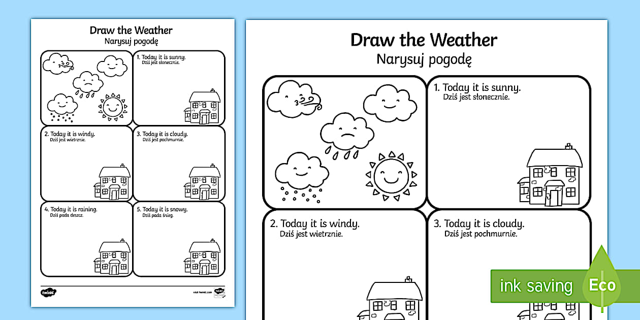 Draw the Weather Worksheet / Worksheet English/Polish - Draw the Weather