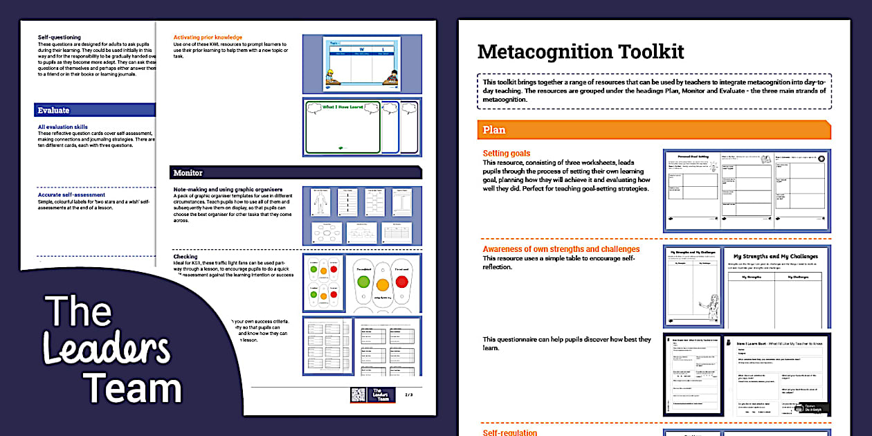 Metacognition Teacher Toolkit (teacher made) - Twinkl