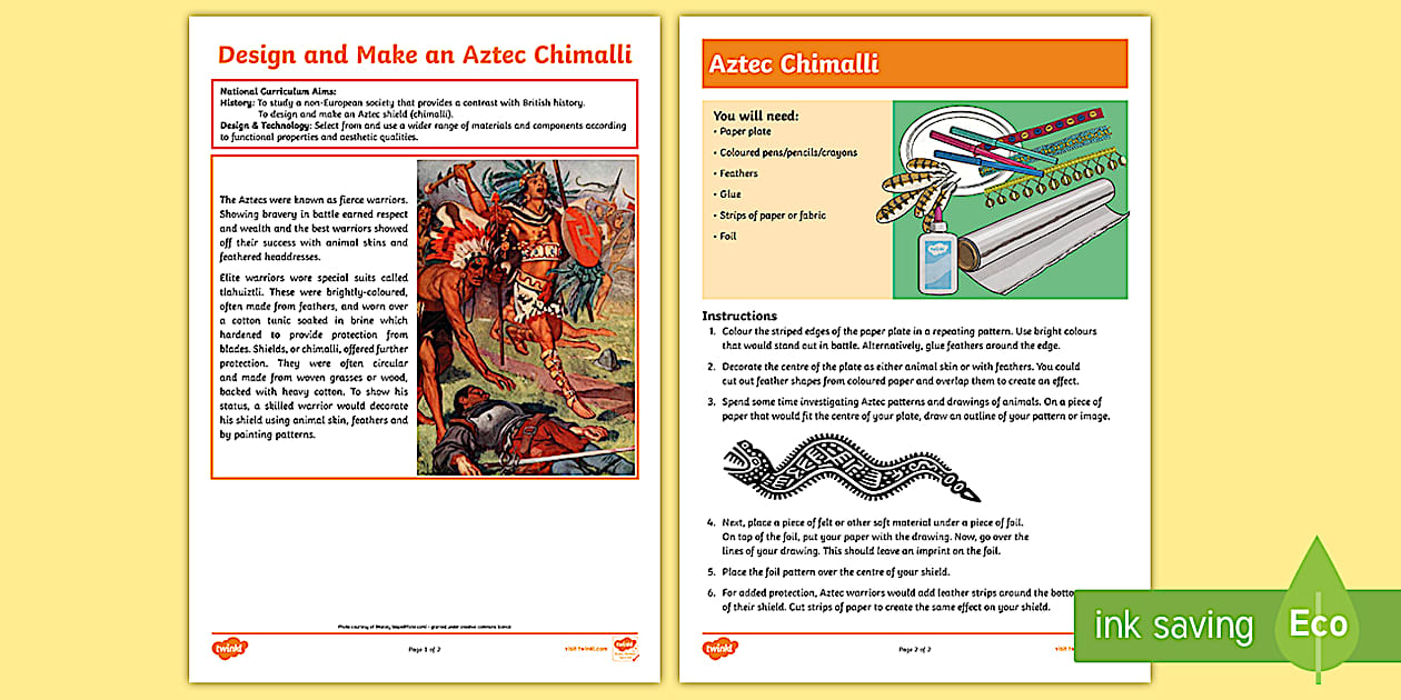 Design an Aztec Shield Activity (teacher made) - Twinkl