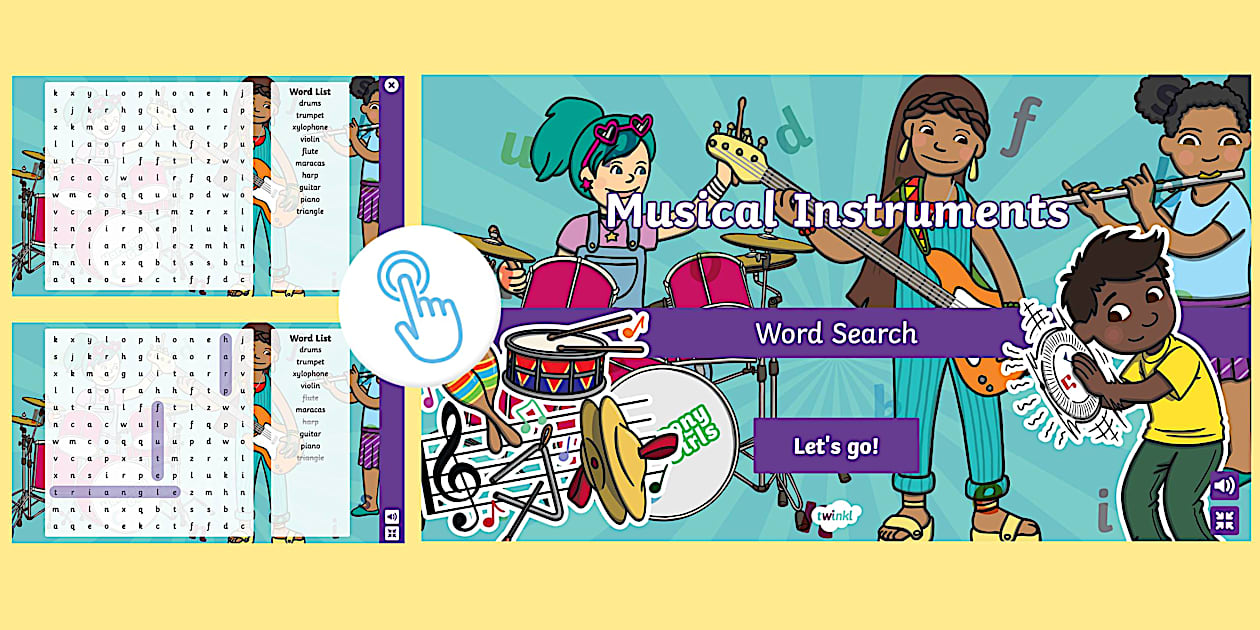 Musical Instruments Interactive Word Search (teacher made)