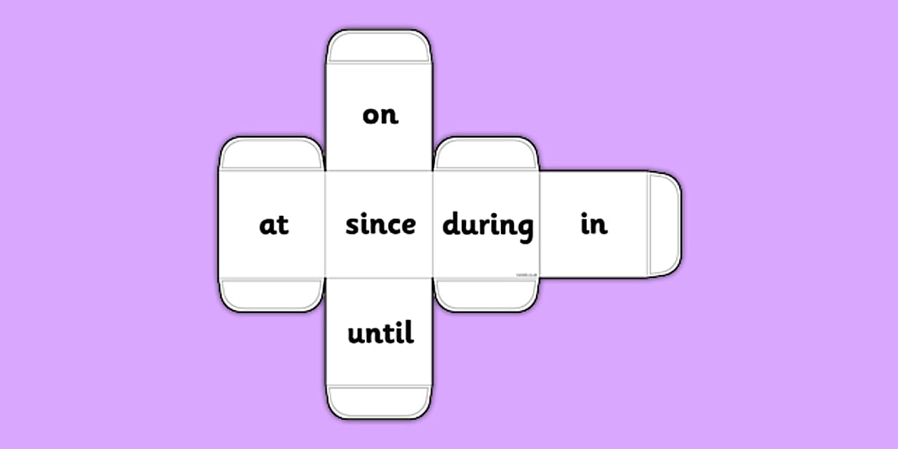 Precursive Time Prepositions Dice Net (teacher made)