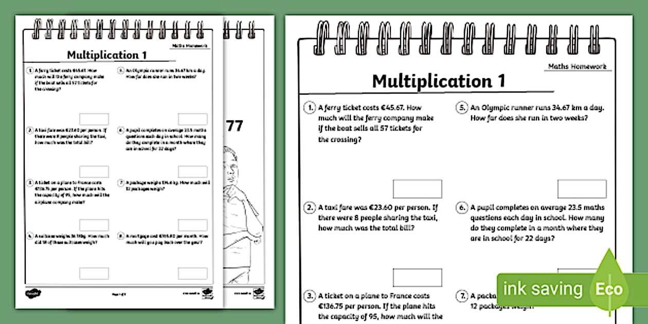 Maths Homework - Multiplication 1 (Teacher-Made) - Twinkl