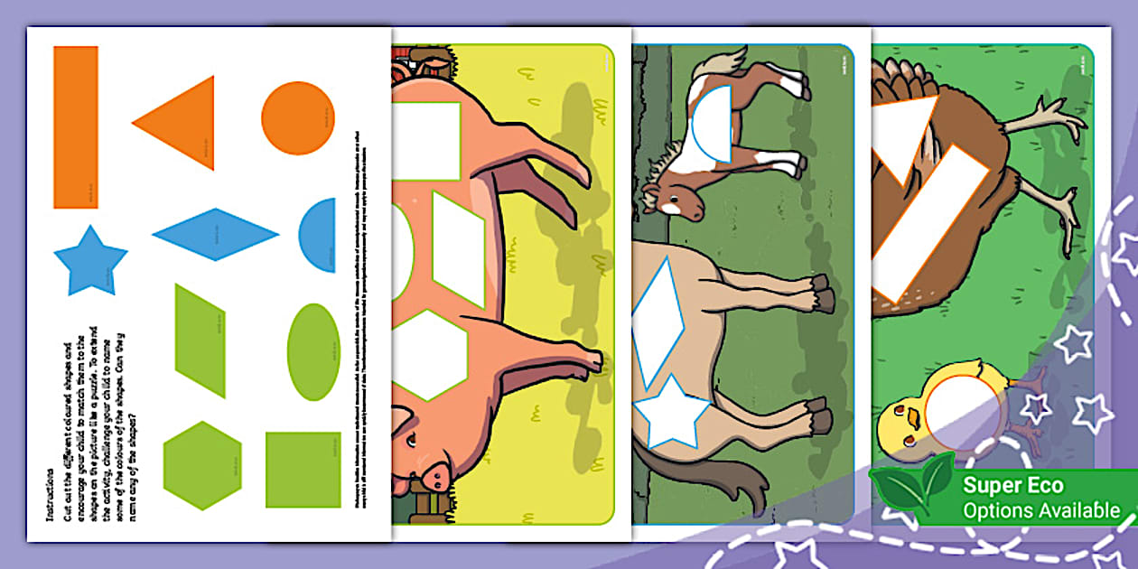 👉 2D Shapes Farm Animals Sorting Game - Twinkl