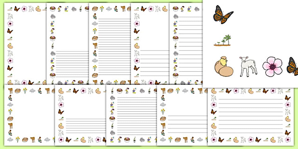 Editable Spring Writing Border Paper (teacher made) - Twinkl