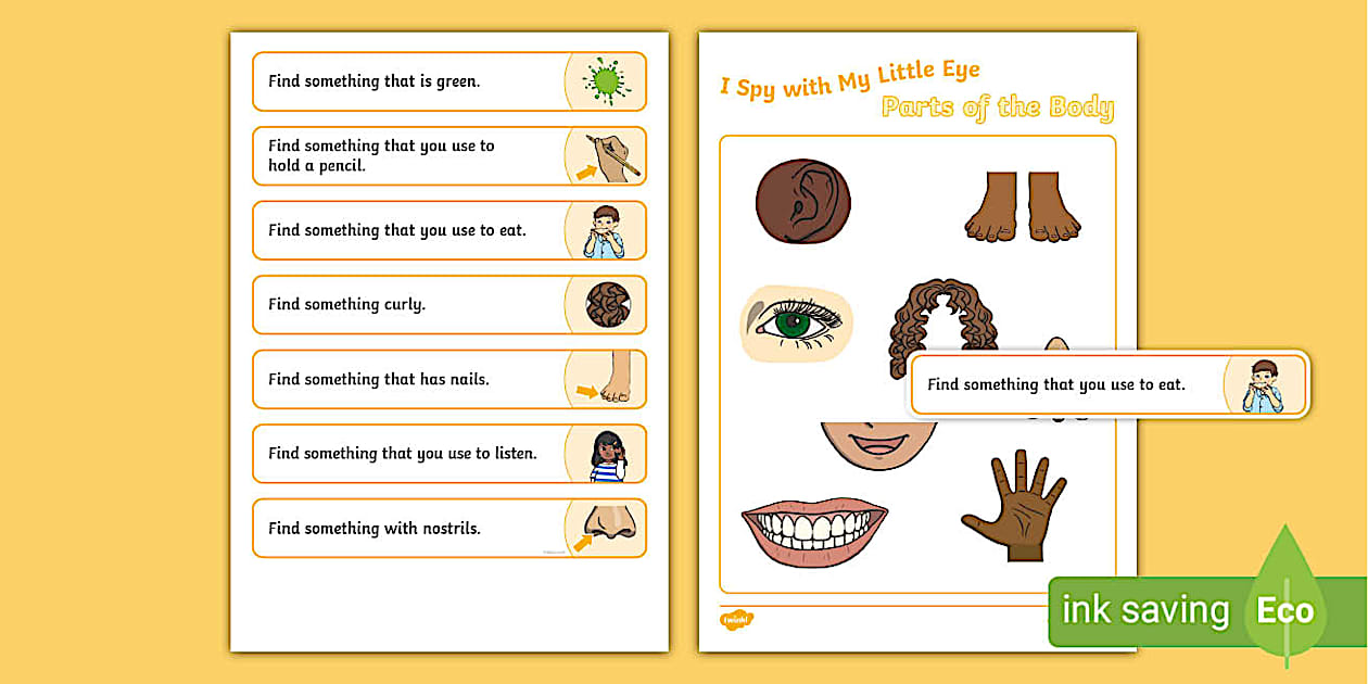 I Spy and Find Core Vocabulary: Parts of the Body - Twinkl