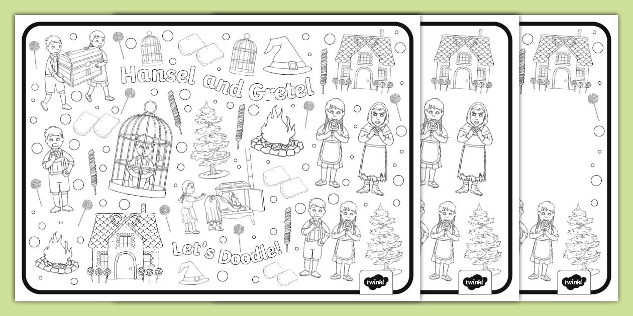 Hansel and Gretel Doodle Colouring Pages - Twinkl - KS1