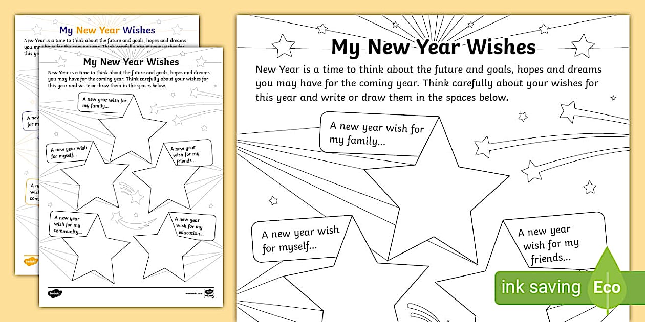 New Year Wishes Activity (teacher made) - Twinkl