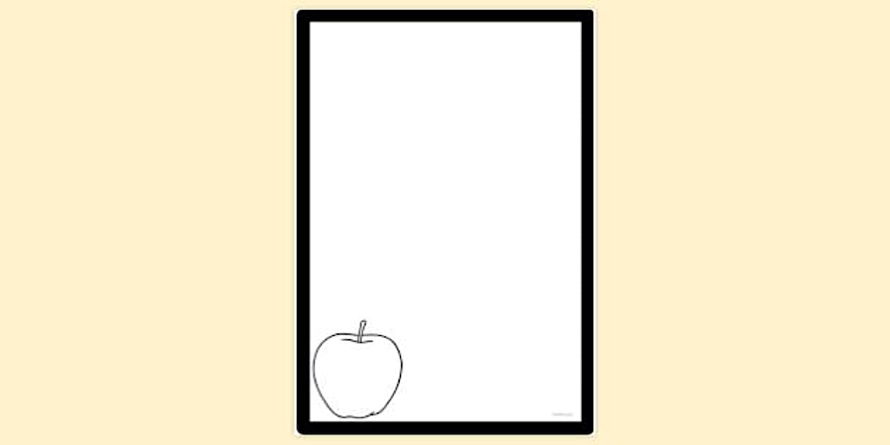 Simple Blank Apple Page Border Black and White | Twinkl