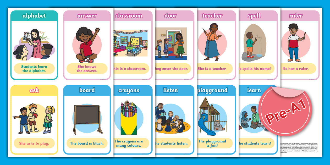 School Flashcards for ESL Beginners {Twinkl} (teacher made)