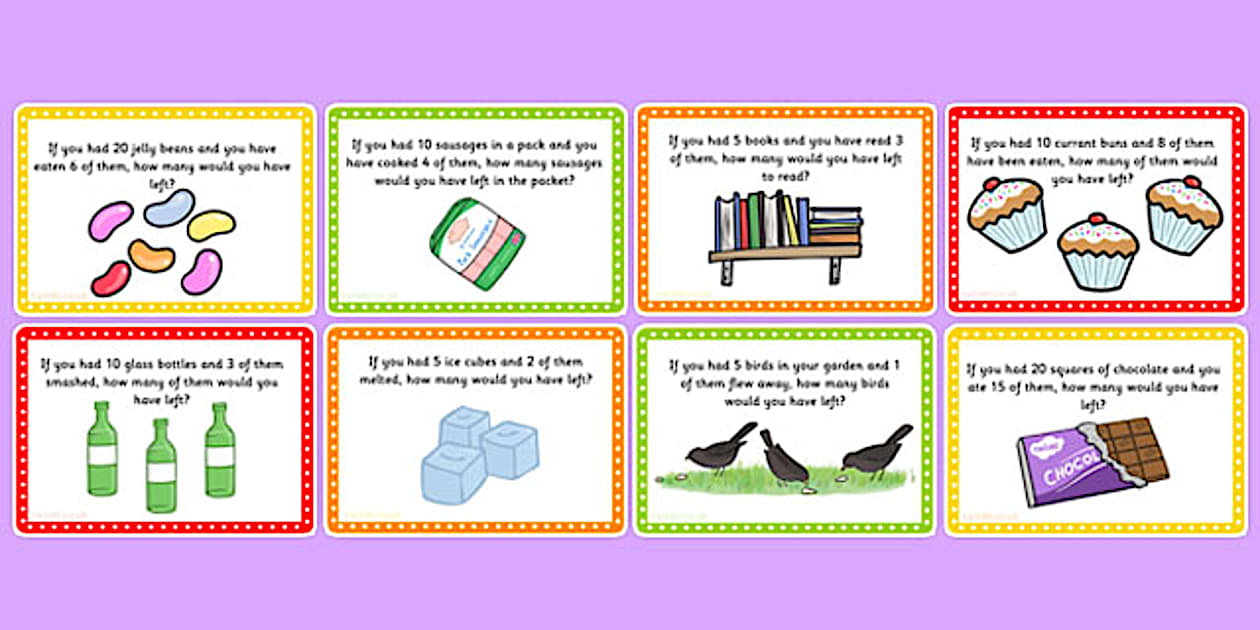 Subtraction Word Problem Challenge Cards - challenge cards
