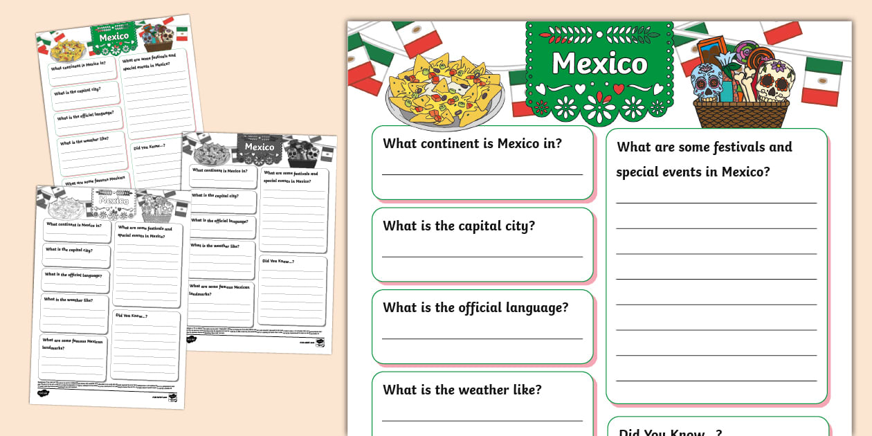 KS1 Mexico Fact File Template - Twinkl Geography - Twinkl