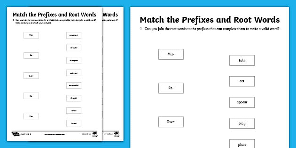 KS2 Prefixes and Root Words Worksheet - Primary Resources