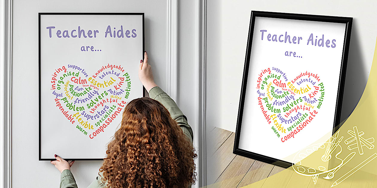Teacher Aides Heart Poster (teacher made) - Twinkl