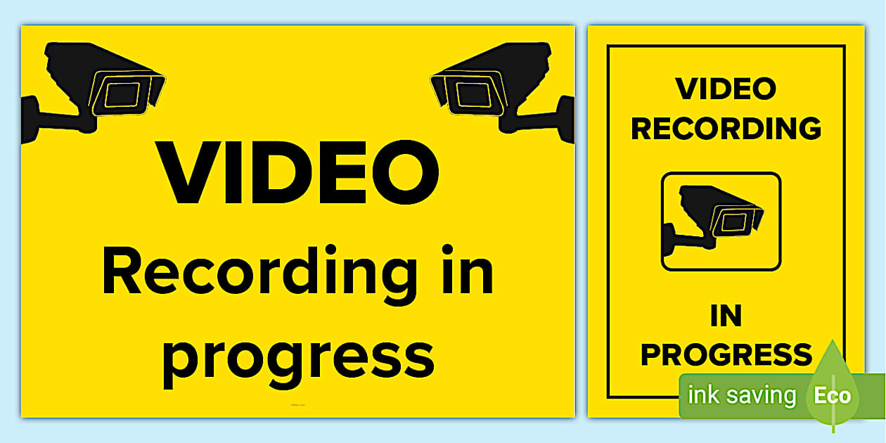 Video Recording in Progress Sign - Primary Resources