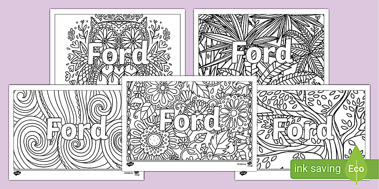 Ford Mindfulness Name Colouring Activity - Twinkl