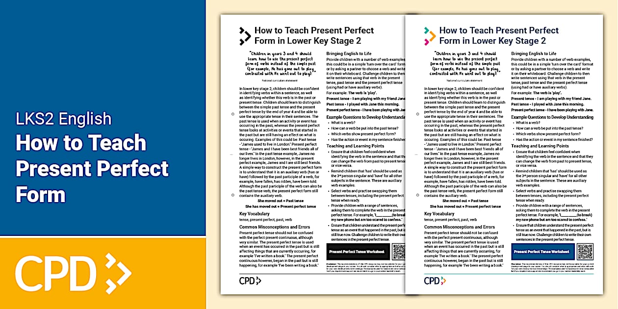 How to Teach Present Perfect Form in Lower Key Stage 2