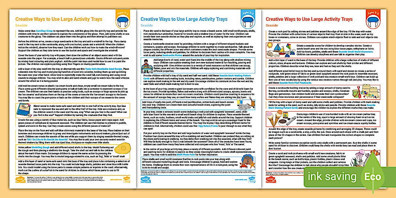 EYFS Ages 0-5 Large Activity Trays Pack: Seaside | Twinkl