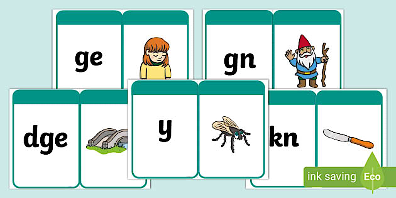 Cursive Level 6 Double-Sided Mnemonic and Grapheme Flashcards