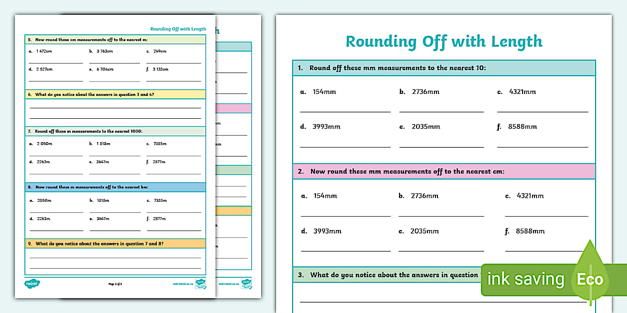 Grade 4 Rounding Off | Rounding Off With Length - Twinkl