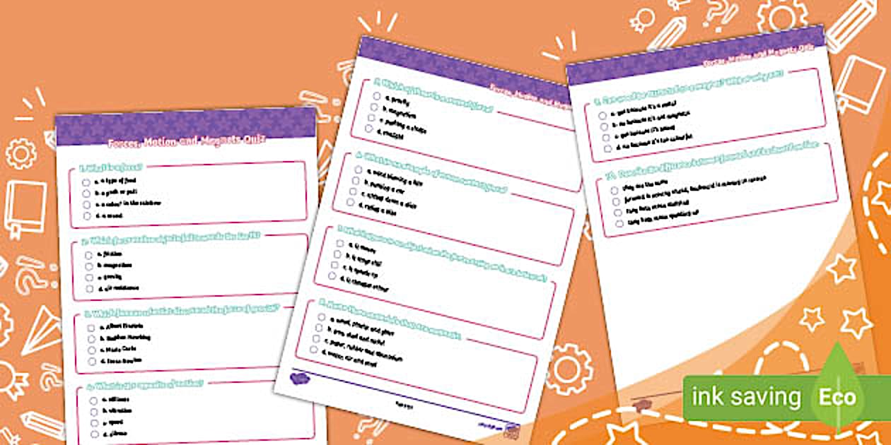 Forces, Motion and Magnets Quiz - Physics Quiz - Twinkl