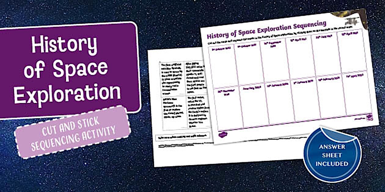 KS2 History of Space Exploration Cut and Stick Sequencing