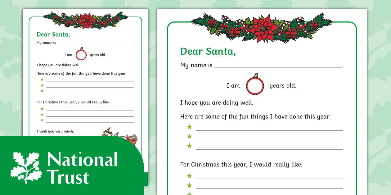 Castle Coole Santa Letter Template Activity Sheet