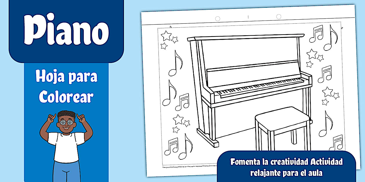 Hoja para Colorear: Piano