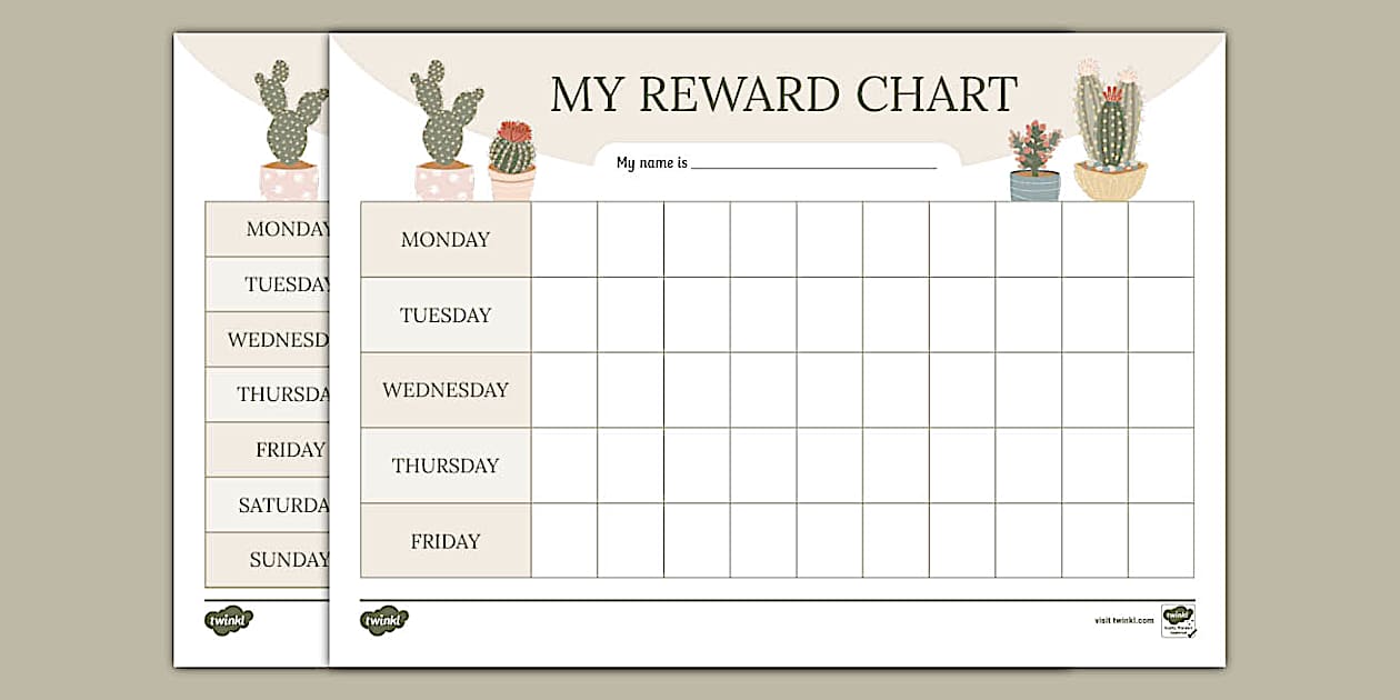 Succulents-Themed Reward Chart (teacher made) - Twinkl