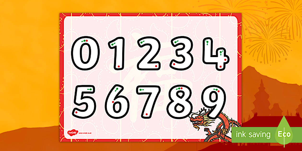 Chinese New Year Themed Number Writing Worksheet