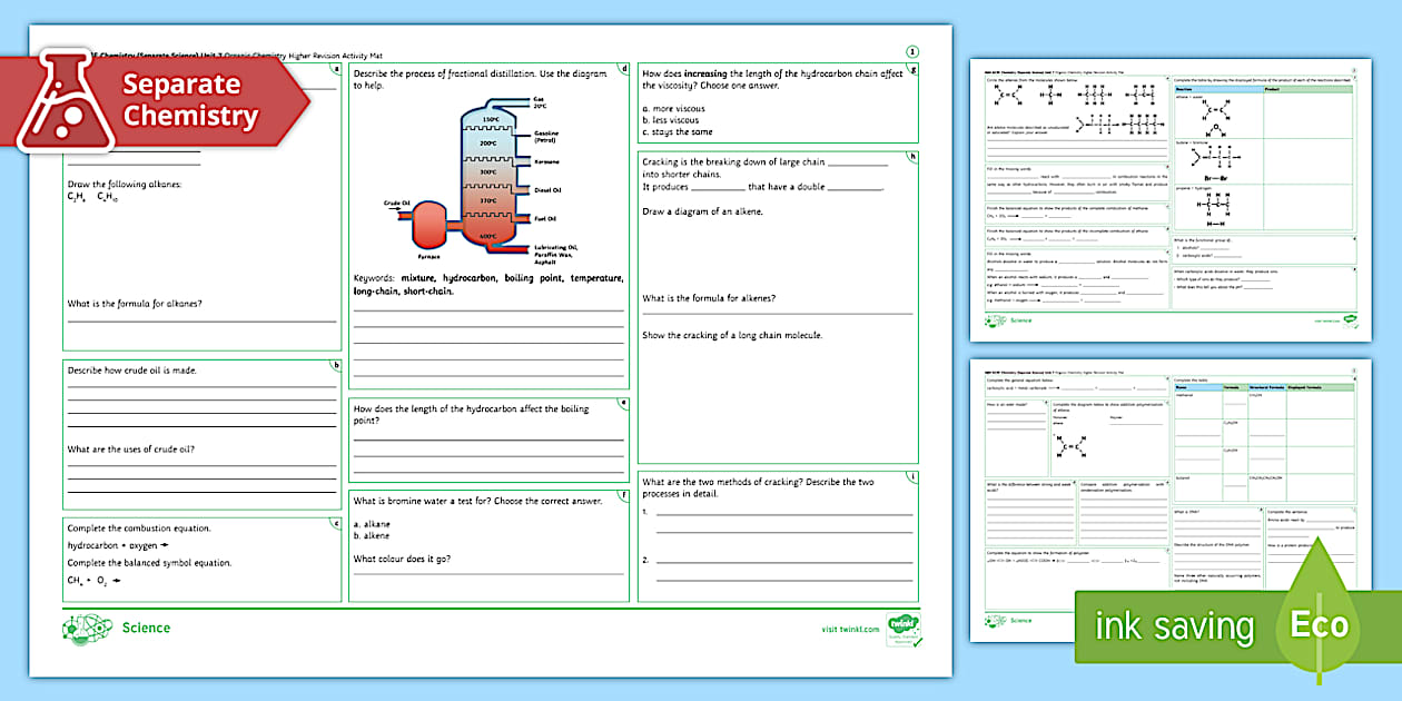 AQA GCSE Chemistry (Separate) Unit 7 Organic Chemistry Higher Revision