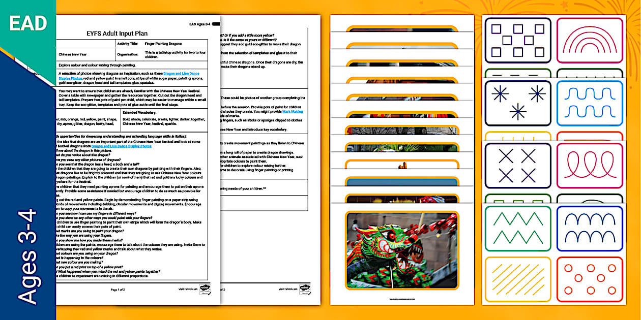 EYFS Finger Painting Dragons Adult Input Plan Resource Pack
