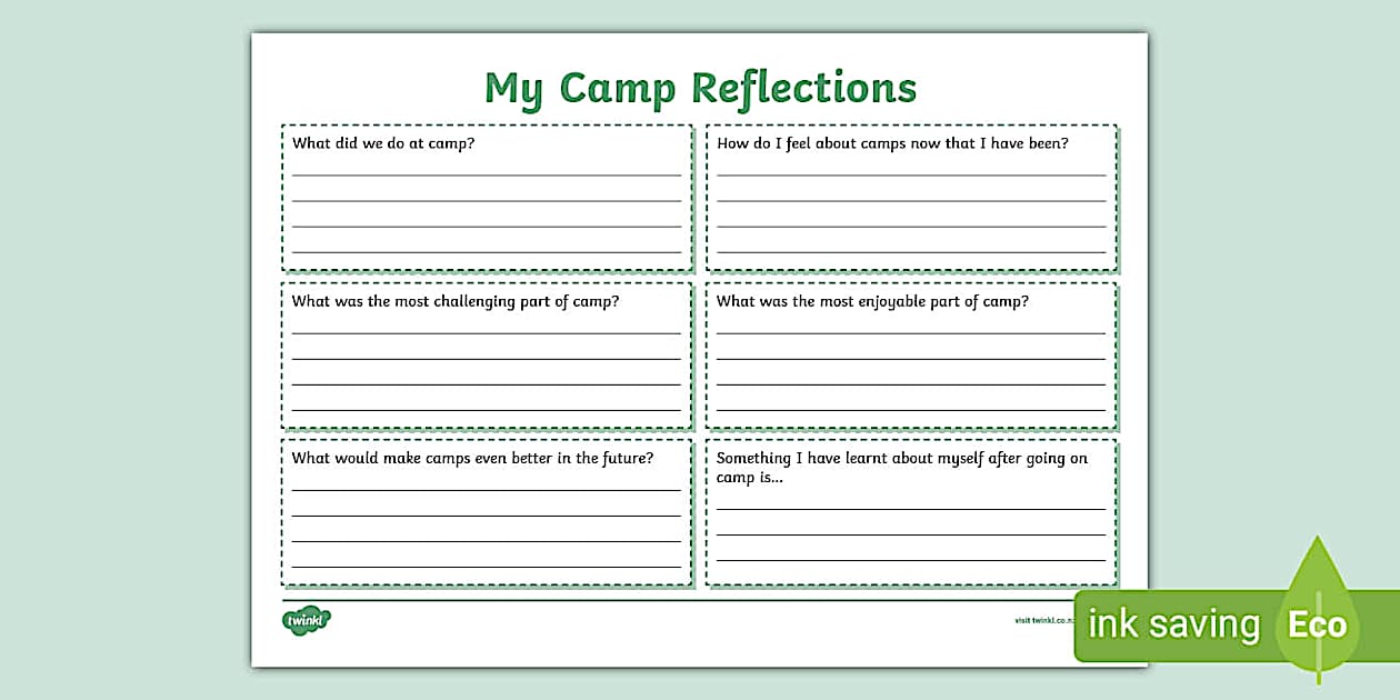 Camp Reflection Worksheet / Worksheet (teacher made)