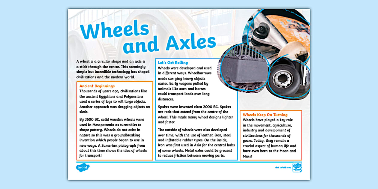 History of Wheels and Axles Fact File - Twinkl - KS2
