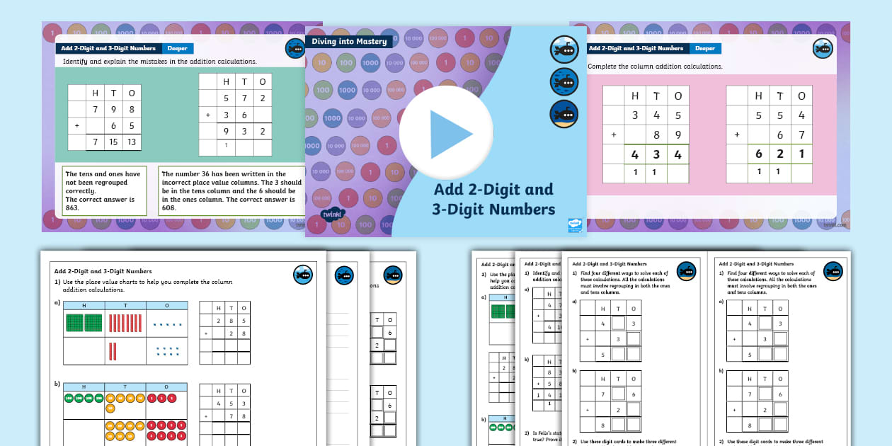 👉 Year 3 DiM: Step 17 Add 2-Digit and 3-Digit Numbers Pack