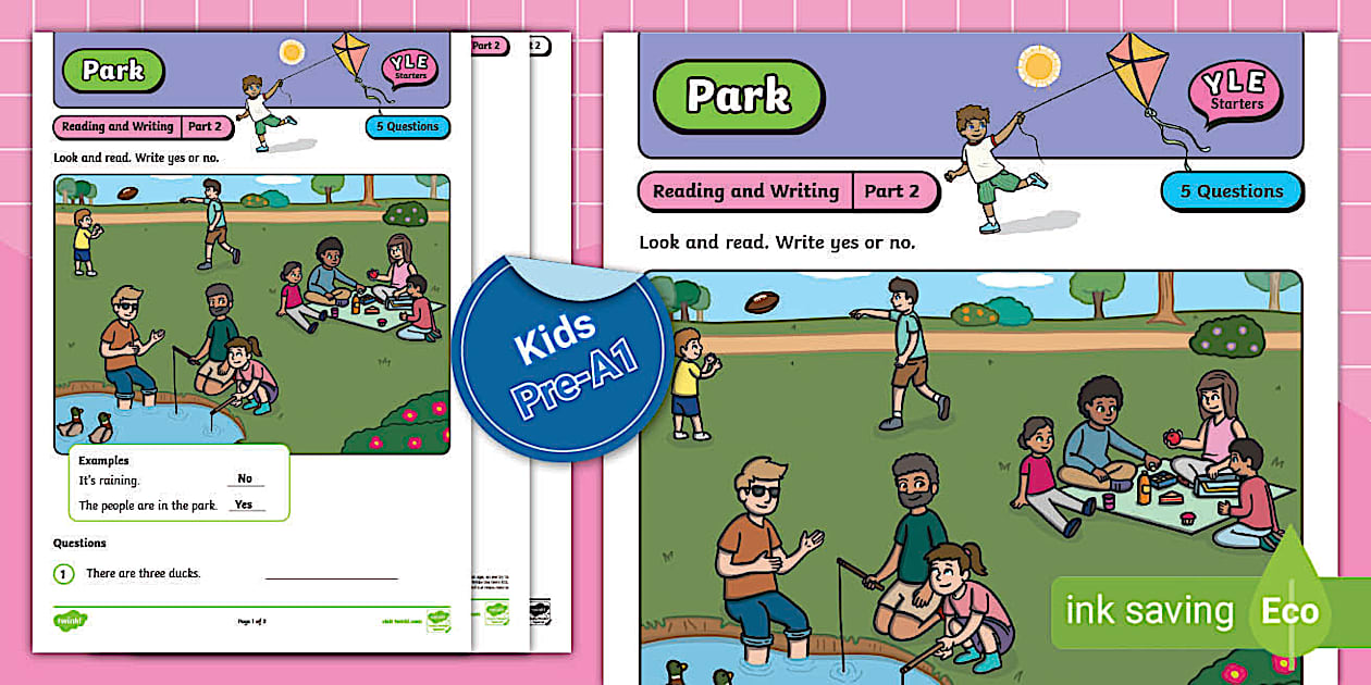 YLE Starters - Reading and Writing Part 2 (Park) - Twinkl