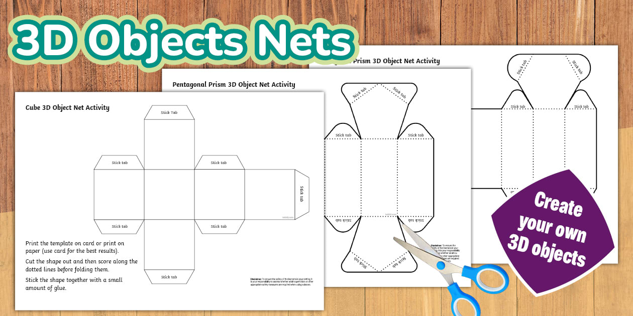 Nets of 3D Objects Worksheet - Primary Resource