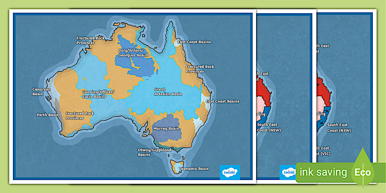 Australian Drainage Division Map - Year 4 HASS - Twinkl