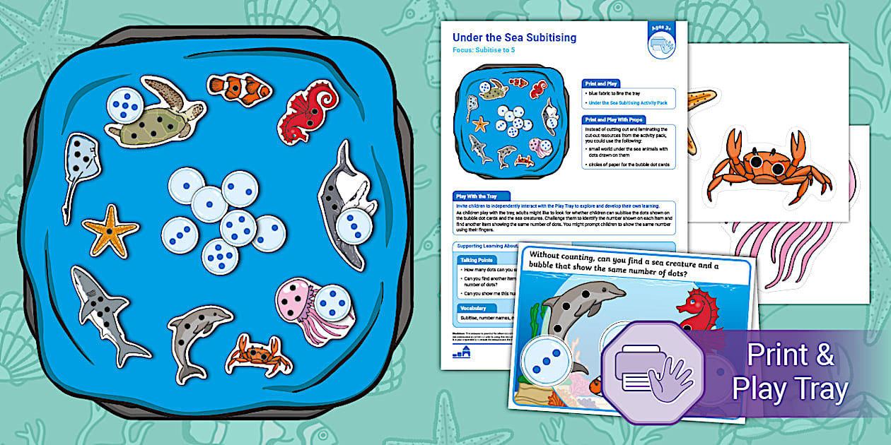 Under The Sea Subitising Print and Play Tray | Twinkl