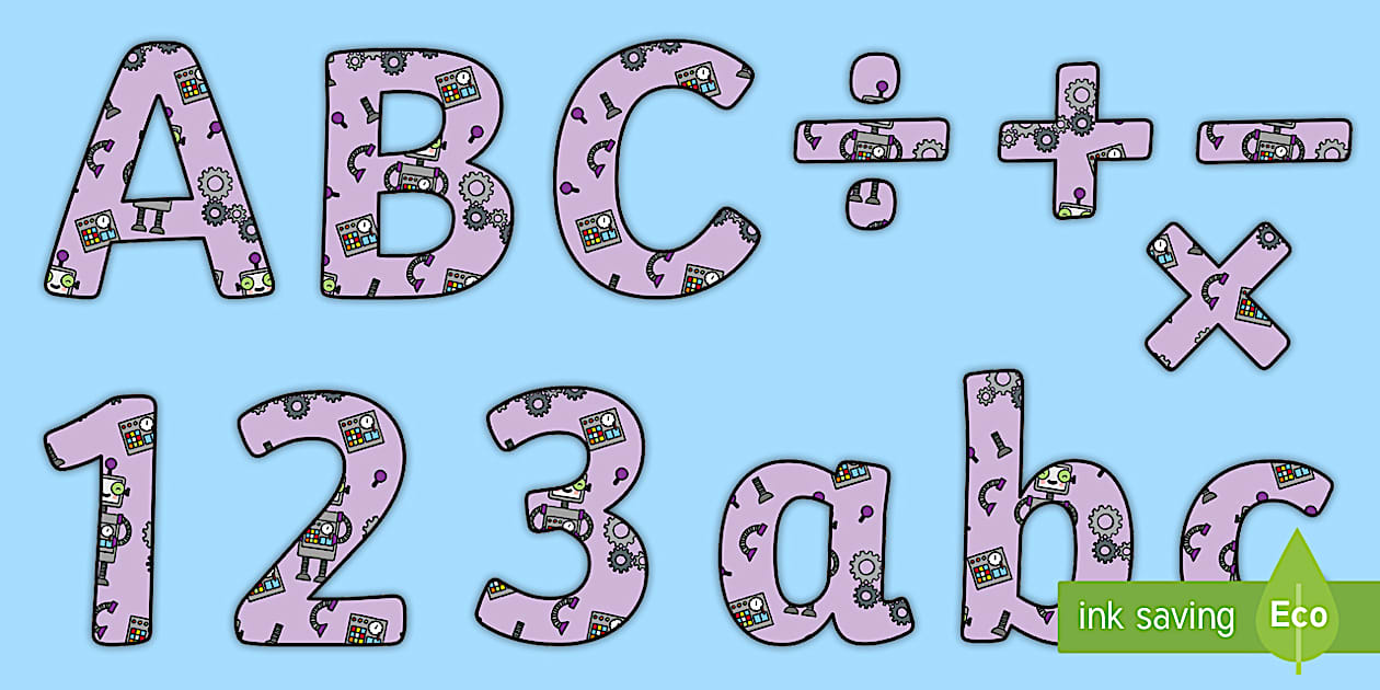 Robot Themed Size Editable Display Lettering (teacher made)