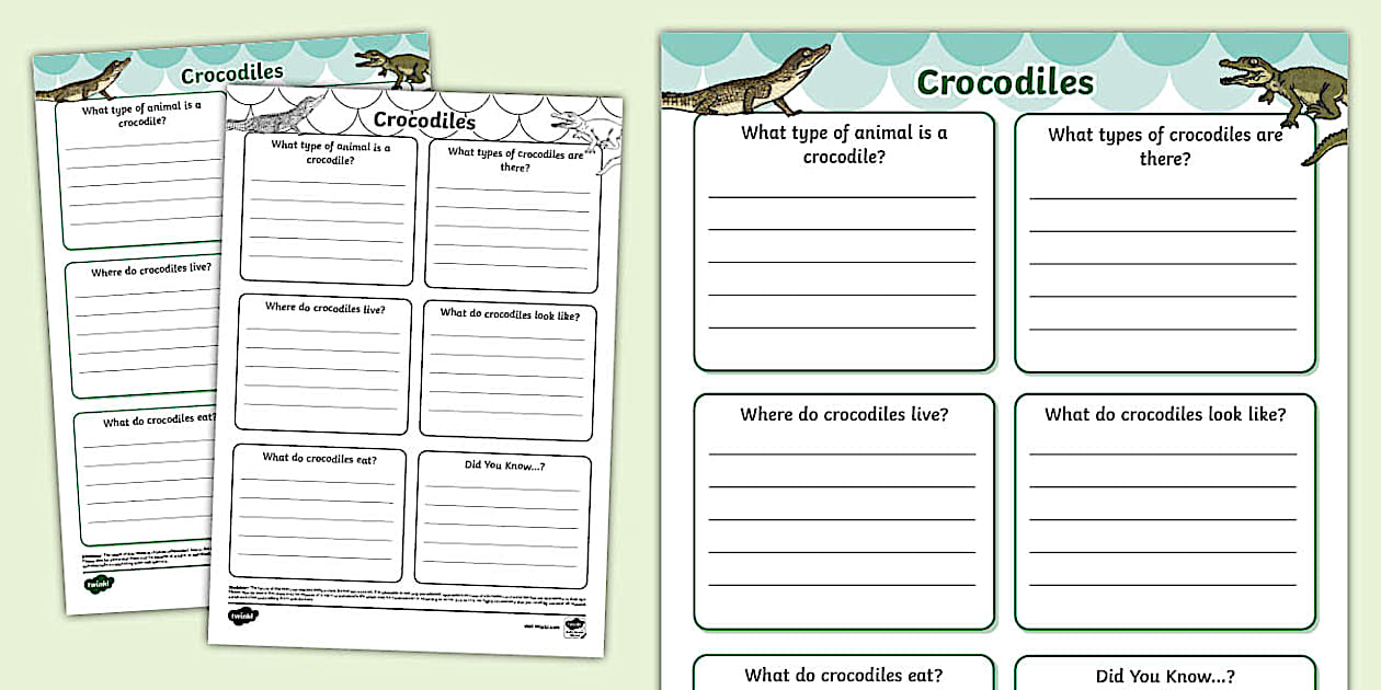 Crocodiles Fact File Template (teacher made) - Twinkl